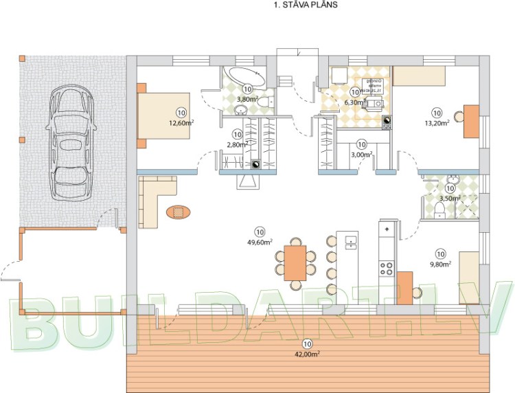 Dzīvojamās mājas projekts “Leo”, 110m2 – BUILDART.LV