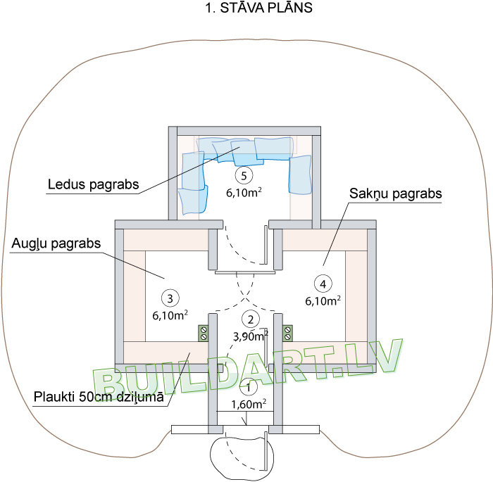 Pagraba projekts “Trīs vienā”, 23m2 – BUILDART.LV